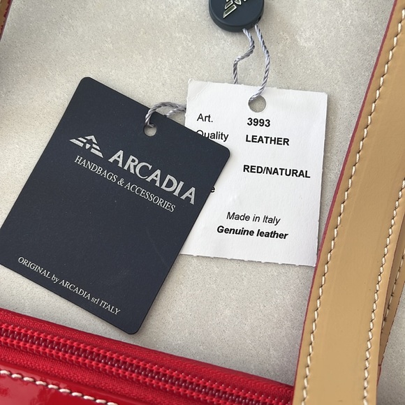 Arcadia | Bags | Arcadia Italian Leather Handbag Purse Red And Tan With ...